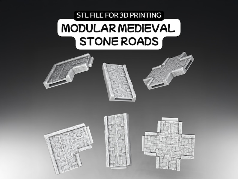 Modular Medieval Stone Roads STL | Modular Paved Roads for 3D Printing ...