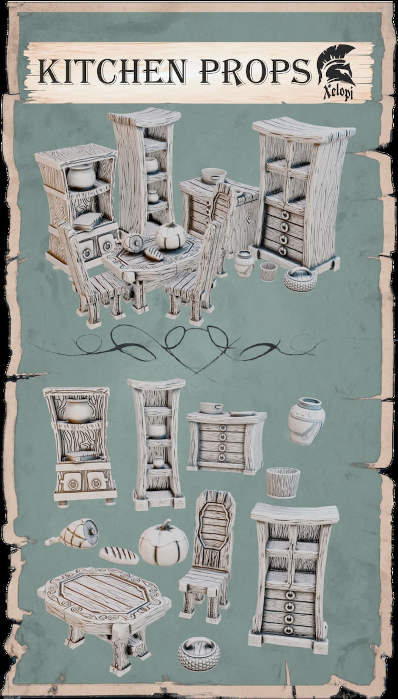 200 Medieval Props 3d Printing for RPG With Commercial Licence | 28mm ...