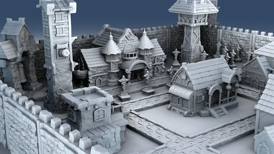 Architecture Medieval Set 3D Printing for RPG | 14 Different Buildings ...