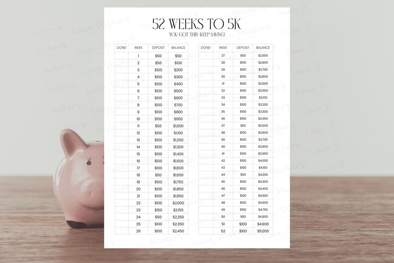 52 Weeks to 5K Minimal Printable - Etsy