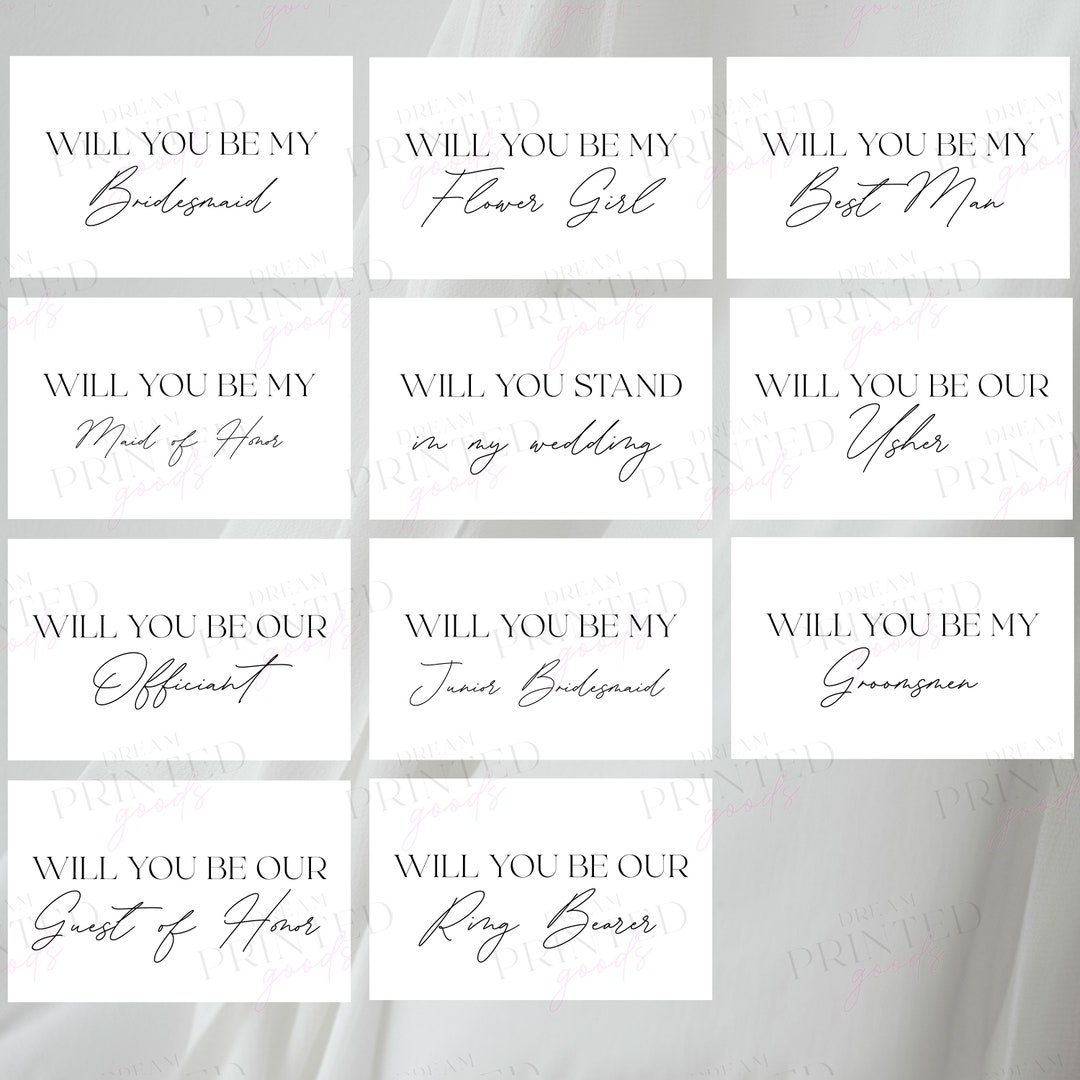 Wedding Party Proposals, Wedding Signs Printable Bundle, Minimal ...