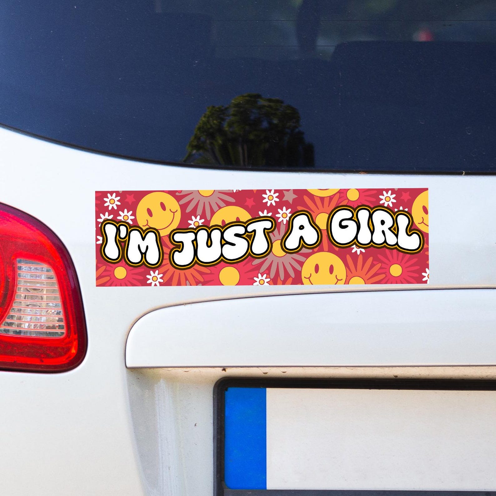 Im Just a Girl Cute Funny Bumper Sticker for Car, Femenist Car Sticker ...