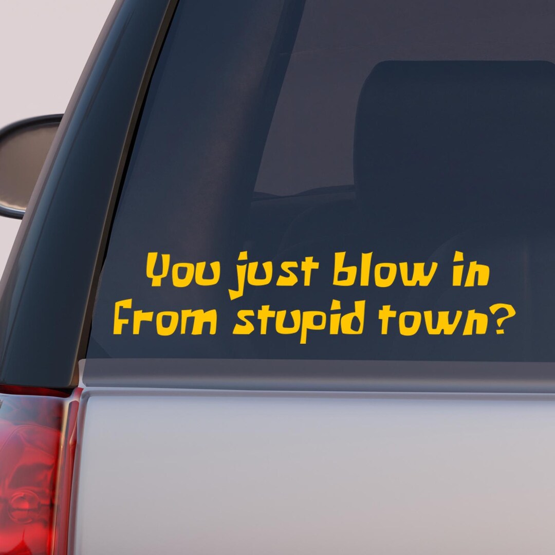 Stupid Town Sponge Cartoon Vinyl Sticker, Meme Sticker, Cartoon Decals ...