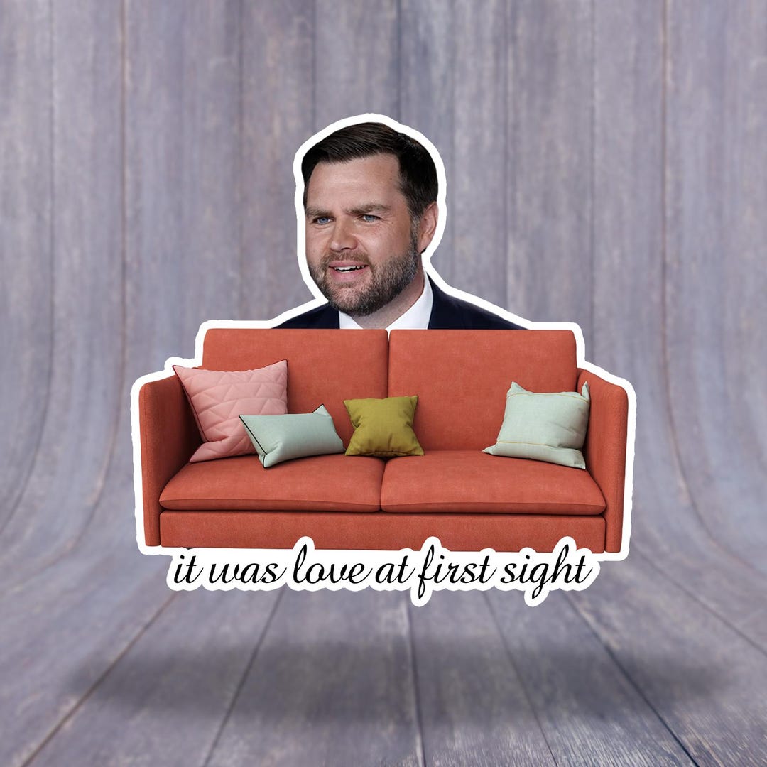 JD Vance Couch Sticker, Anti Trump Vance Sticker, Political Decal for ...