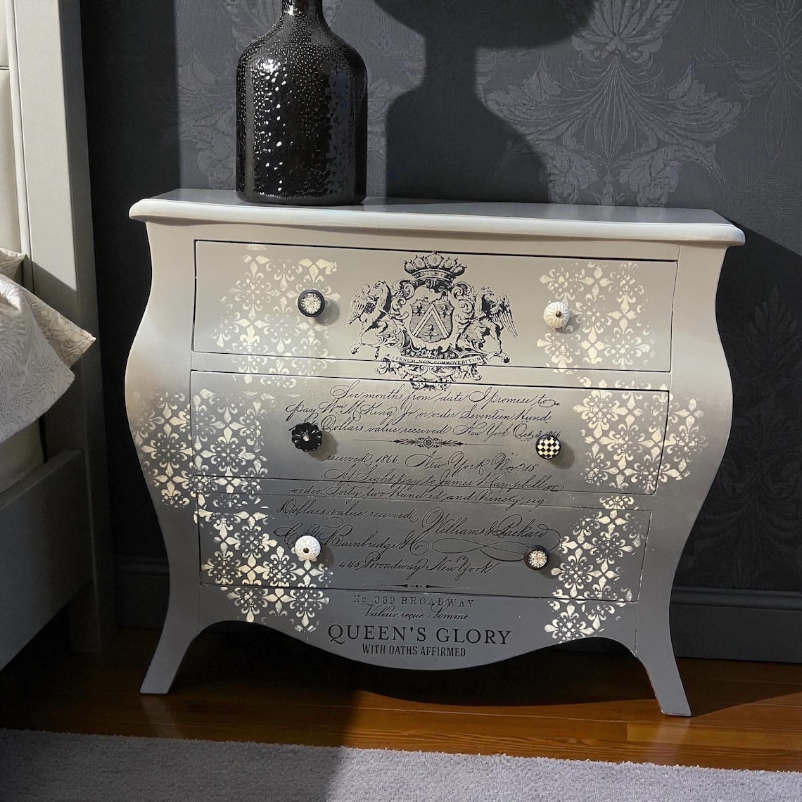 Free Shipping! Shabby Chic Grey Ombré Bombay Chest With Parisian ...