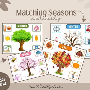 Seasons of the Year Matching, Matching Seasons Activity, Matching ...