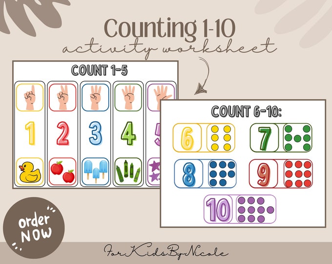 Counting 1-10 Activity Worksheet, Preschool Printables Numbers 1-10 ...
