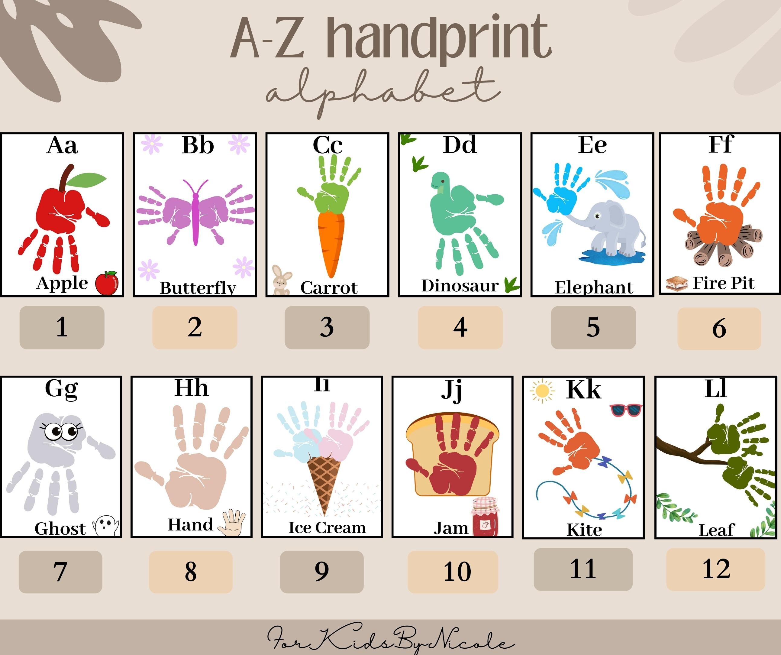 Handprint Alphabet Art: A-Z Printable Craft (PDF) - Etsy