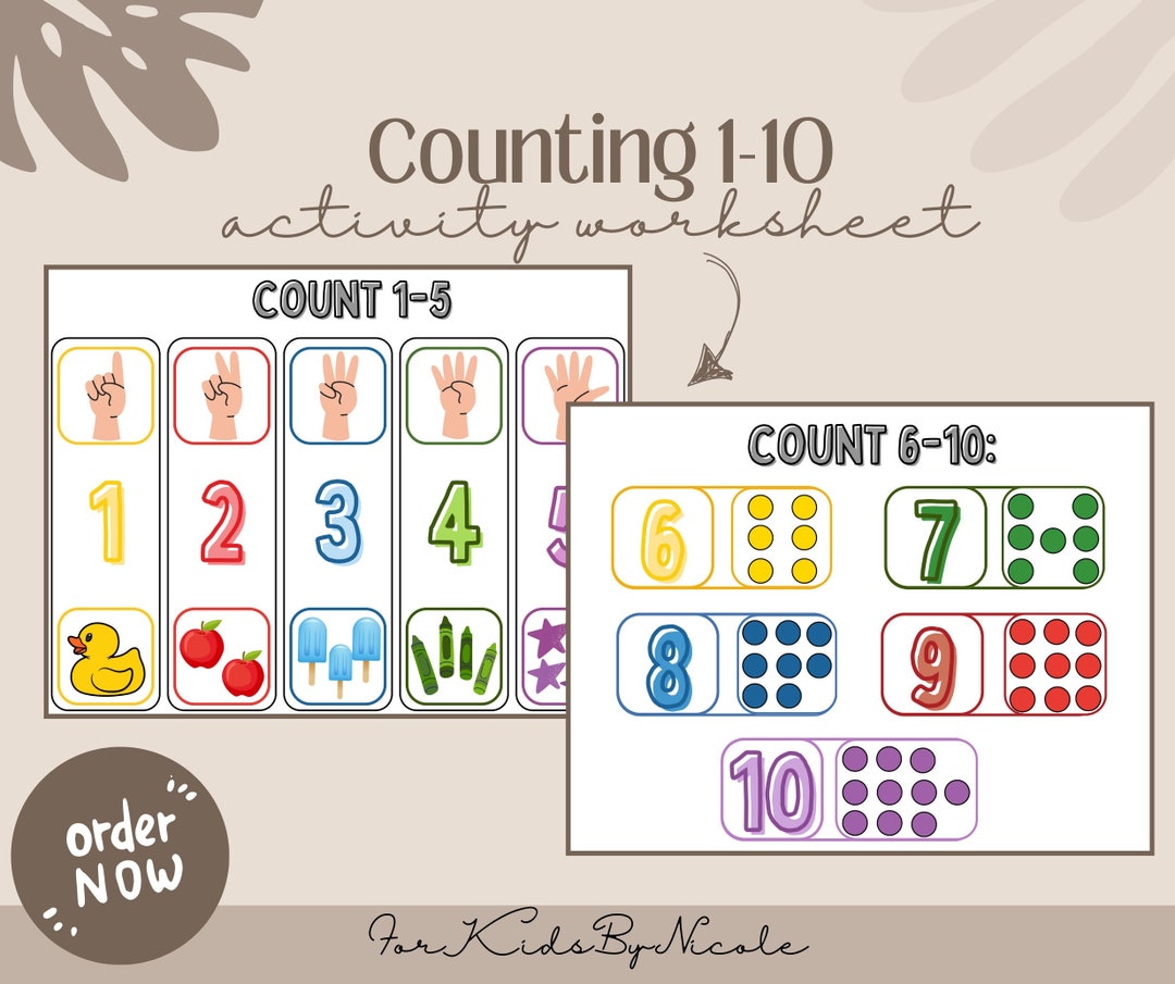 Counting 1-10 Activity Worksheet, Preschool Printables Numbers 1-10 ...