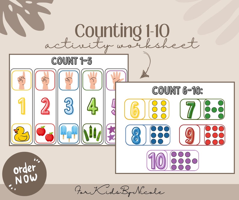 Counting 1-10 Activity Worksheet, Preschool Printables Numbers 1-10 ...