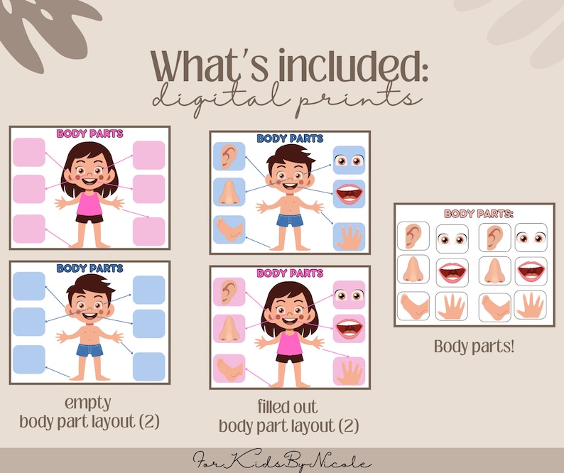 Body Parts Matching for Toddlers, Body Parts Activity, Body Parts ...