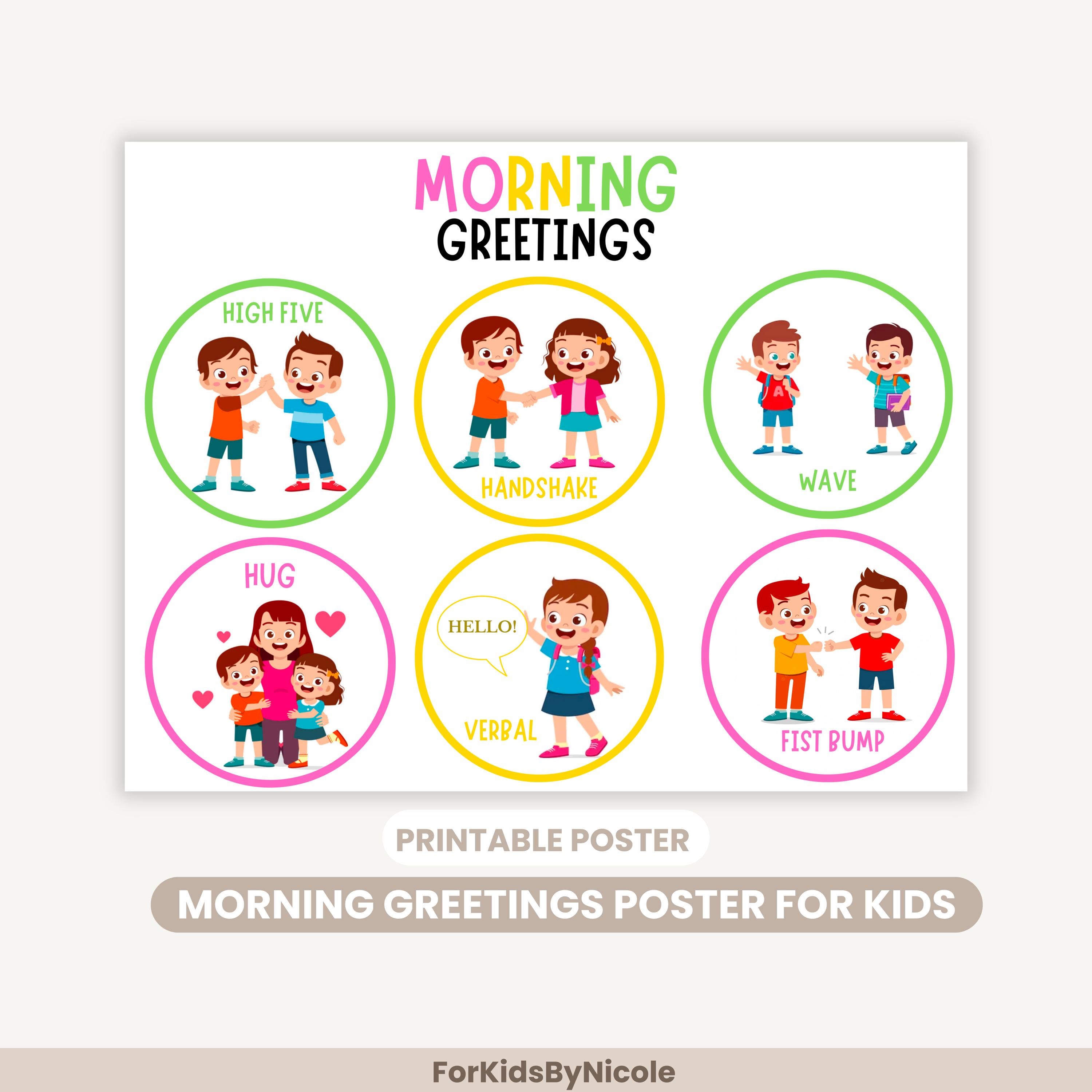 Printable Morning Greetings Poster for Kids Classroom (digital Download ...