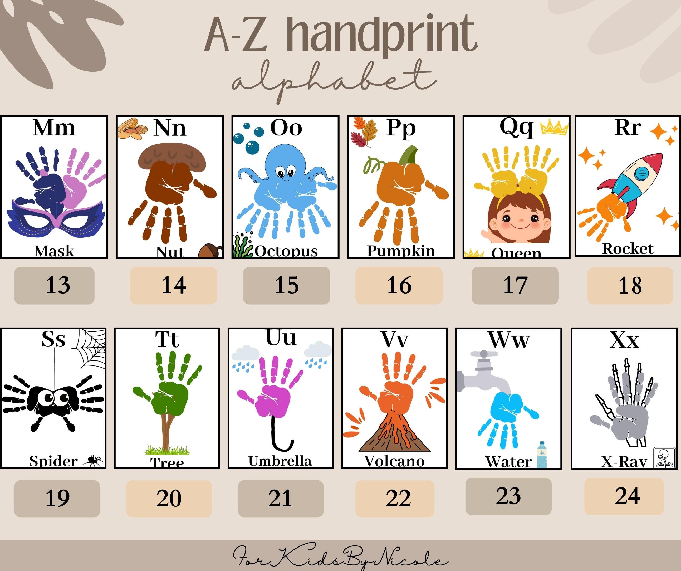 Handprint Alphabet Art: A-Z Printable Craft (PDF) - Etsy