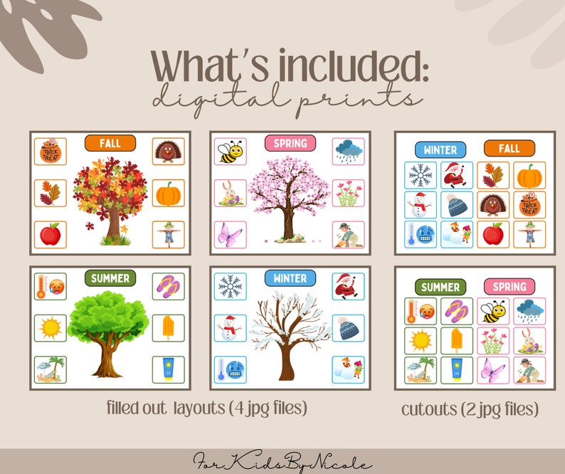 Seasons of the Year Matching, Matching Seasons Activity, Matching ...