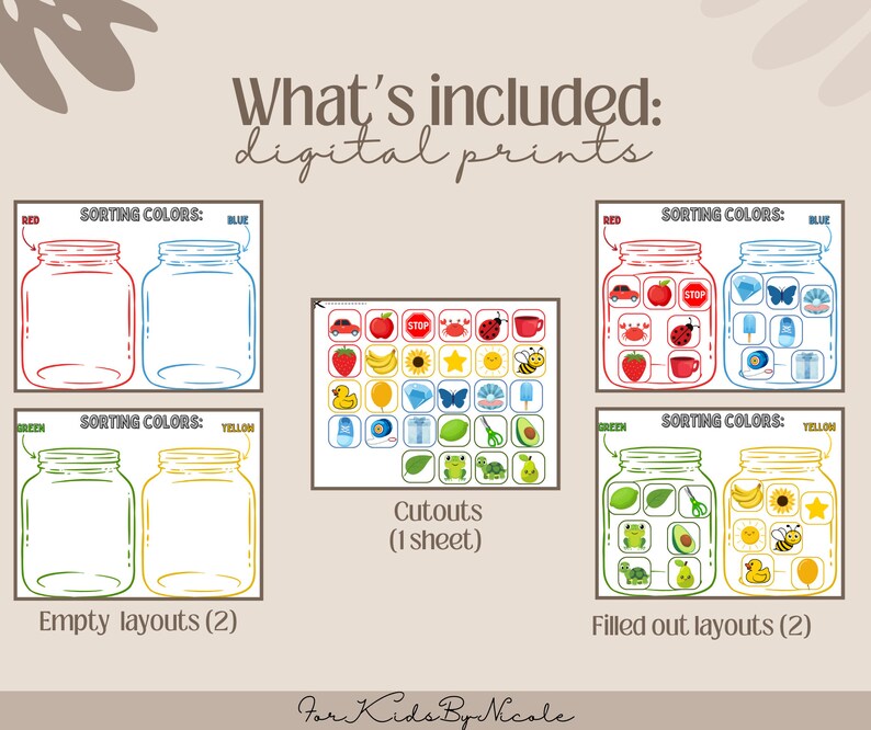 Sorting Color Jars Activity Worksheet, Sorting Colors for Preschoolers ...