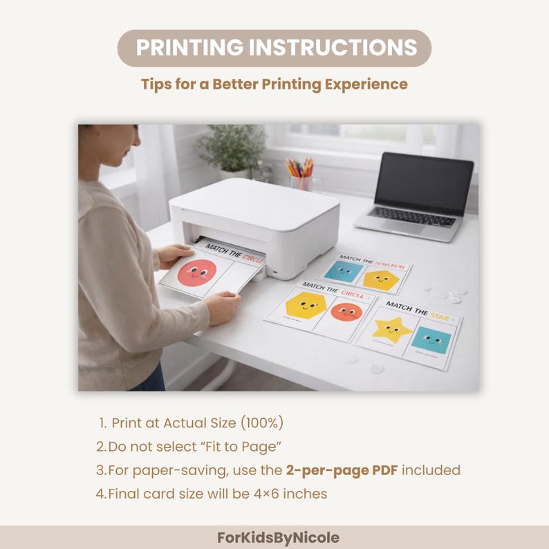 Shape Matching Activity: Printable Preschool Task Box (digital Download ...