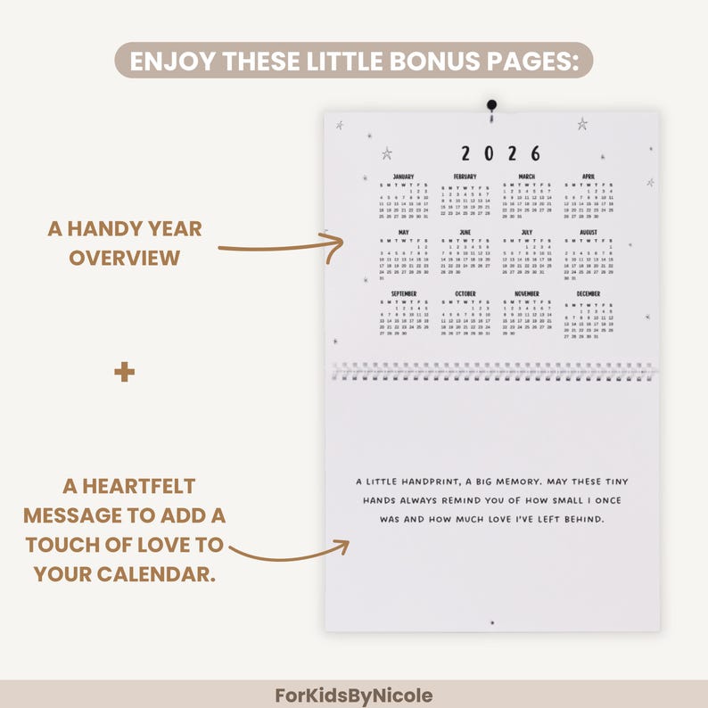 2026 Handprint Calendar Craft, Calendar Keepsake Gift, DIY Printable ...