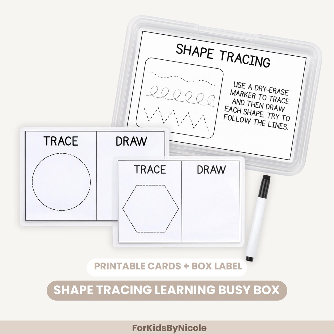 Shape Tracing Activity: Printable Preschool Task Box, Dry-erase Trace ...