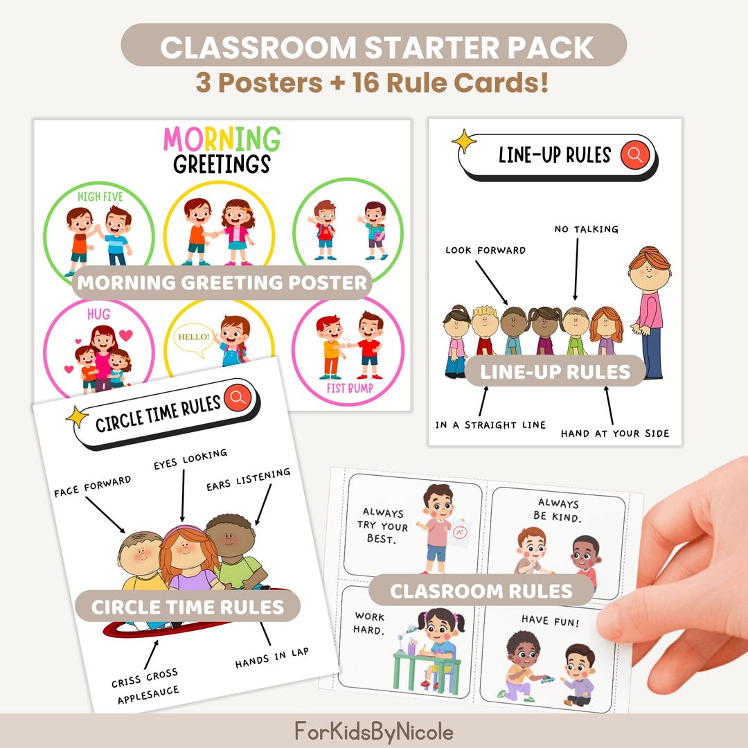 Preschool Classroom Starter Pack: Posters & Rule Cards (PDF) - Etsy