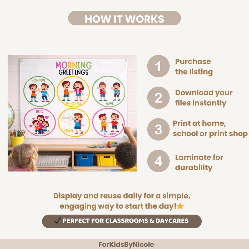 Printable Morning Greetings Poster for Kids Classroom (digital Download ...