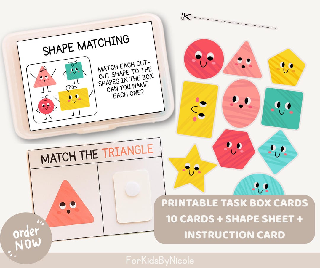 Shape Matching Task Box | Printable Preschool Learning Activityshape ...