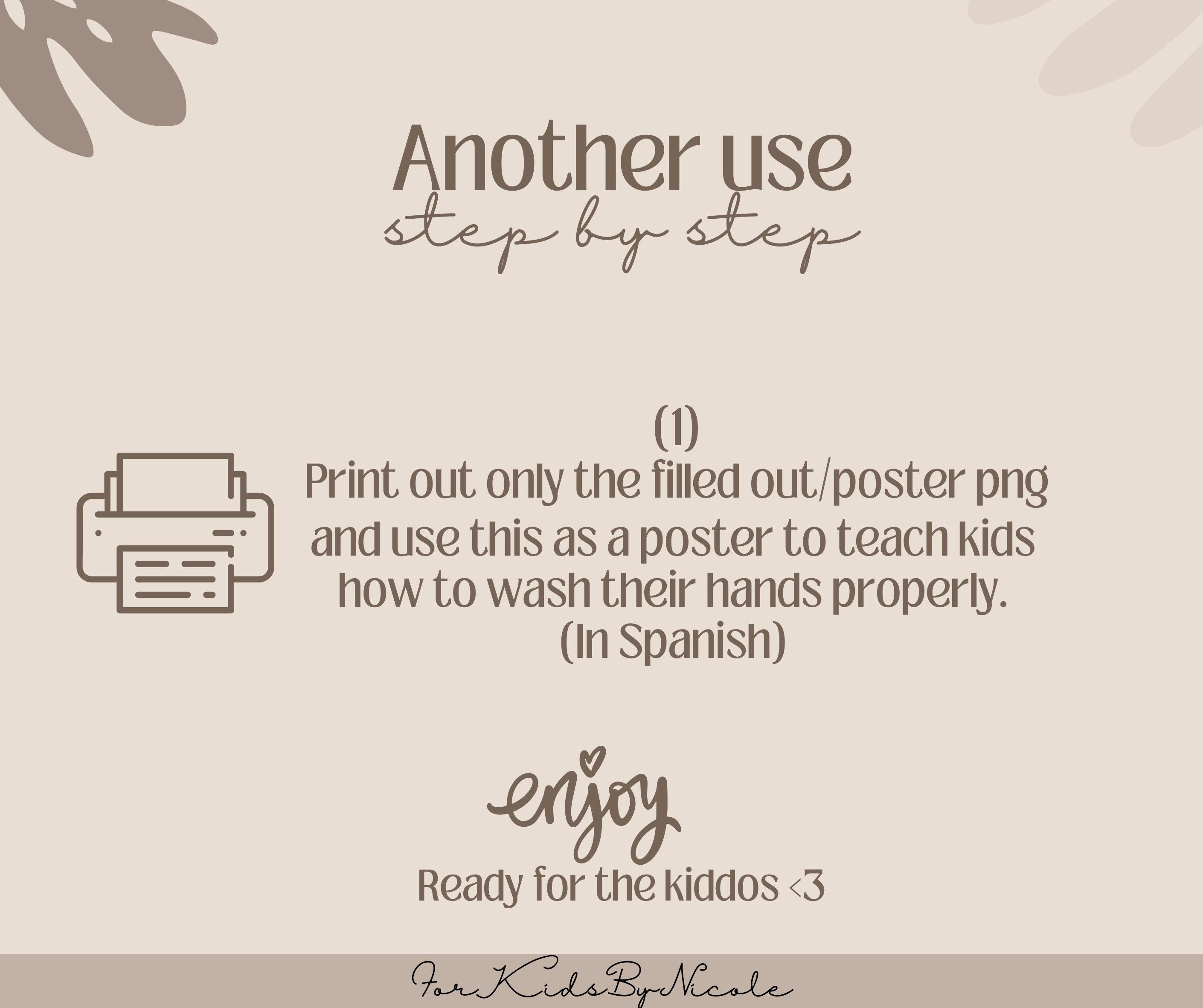 Spanish Hand Washing Steps Poster: Kids Hygiene Activity (digital ...