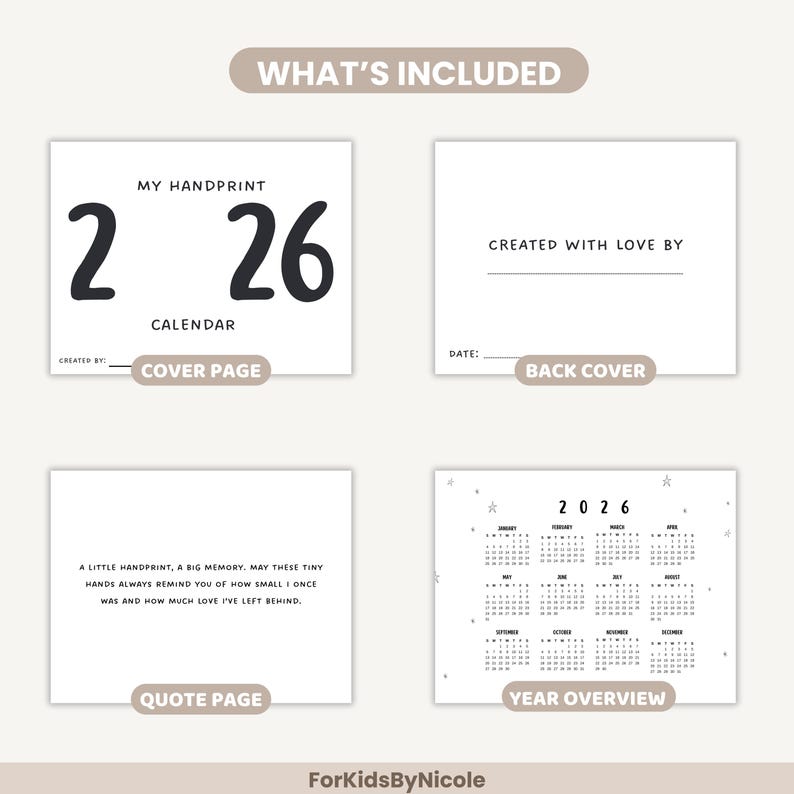 2026 Handprint Calendar Craft, Calendar Keepsake Gift, DIY Printable ...