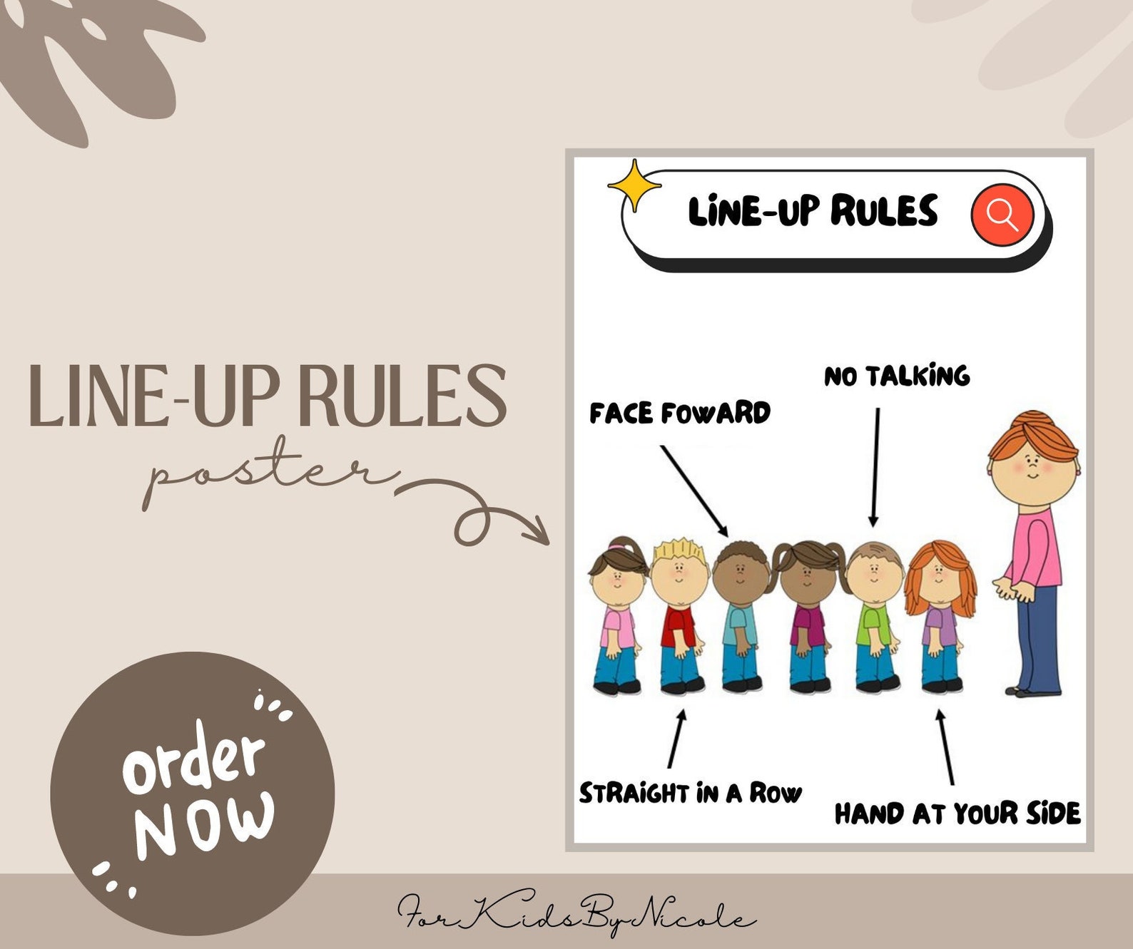 Line-up Rules Poster: Daycare & Preschool Classroom Decor (digital ...