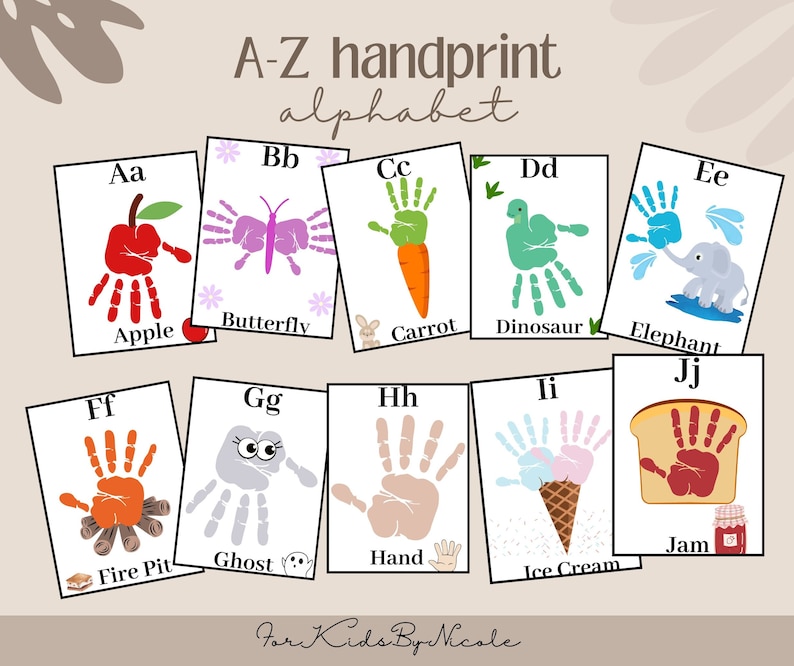 Handprint Alphabet Art: A-Z Printable Craft (PDF) - Etsy