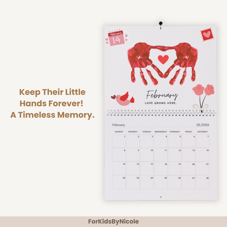 2026 Handprint Calendar Craft, Calendar Keepsake Gift, DIY Printable ...