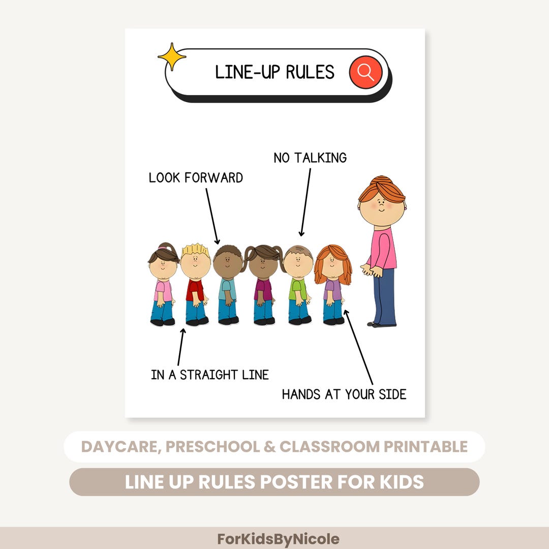 Line-up Rules Poster: Daycare & Preschool Classroom Decor (digital ...