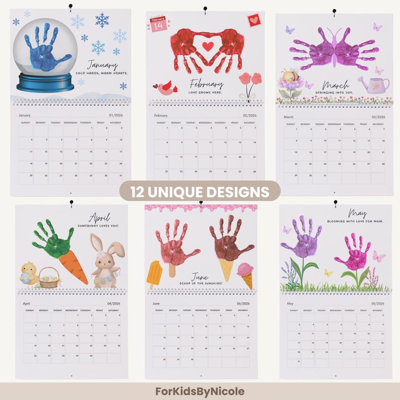 2026 Handprint Calendar Craft, Calendar Keepsake Gift, DIY Printable ...