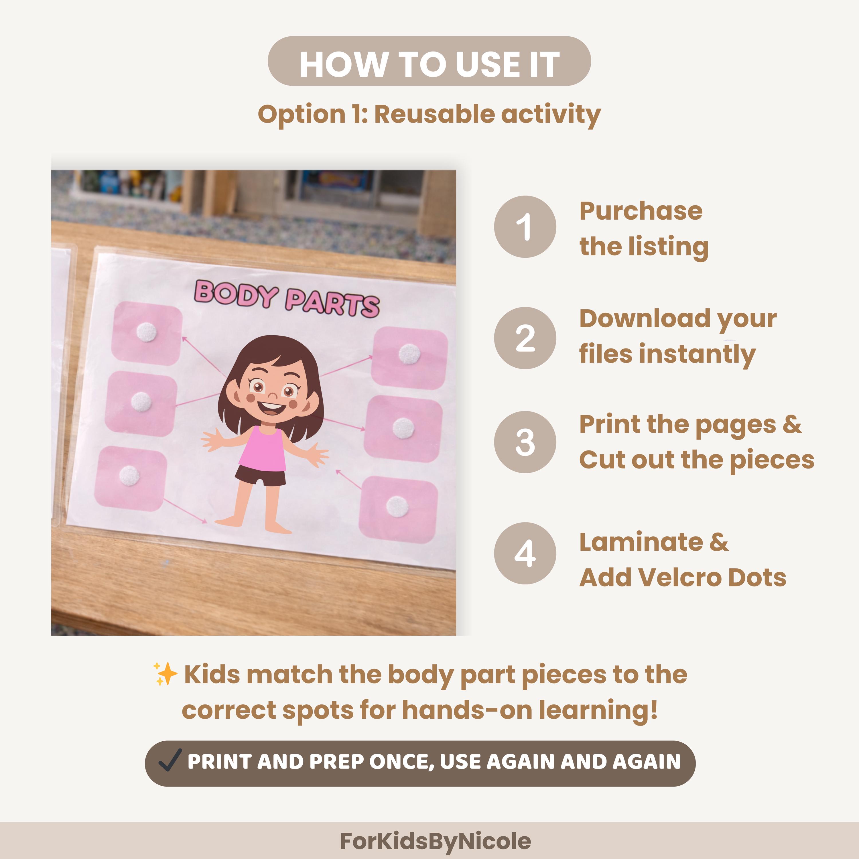 Body Parts Matching Activity for Toddlers (digital Download) - Etsy