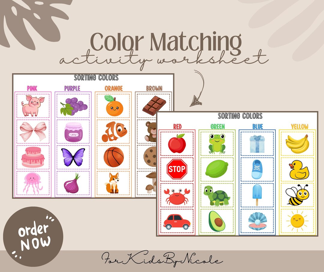 Color Matching Activity Worksheet, Educational Activity, Colors ...