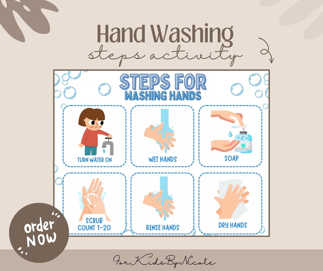 Steps for Washing Hands Activity, Wash Your Hands Steps, Hand Washing ...