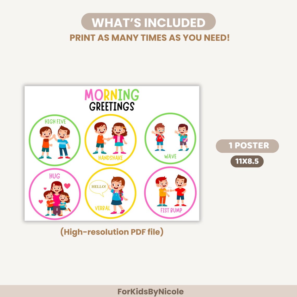 Printable Morning Greetings Poster for Kids Classroom (digital Download ...