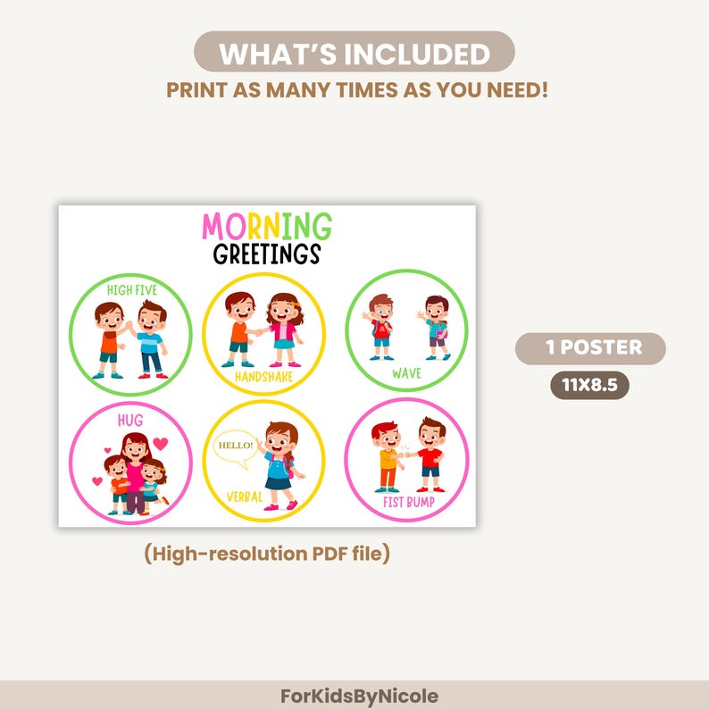 Printable Morning Greetings Poster for Kids Classroom (digital Download ...