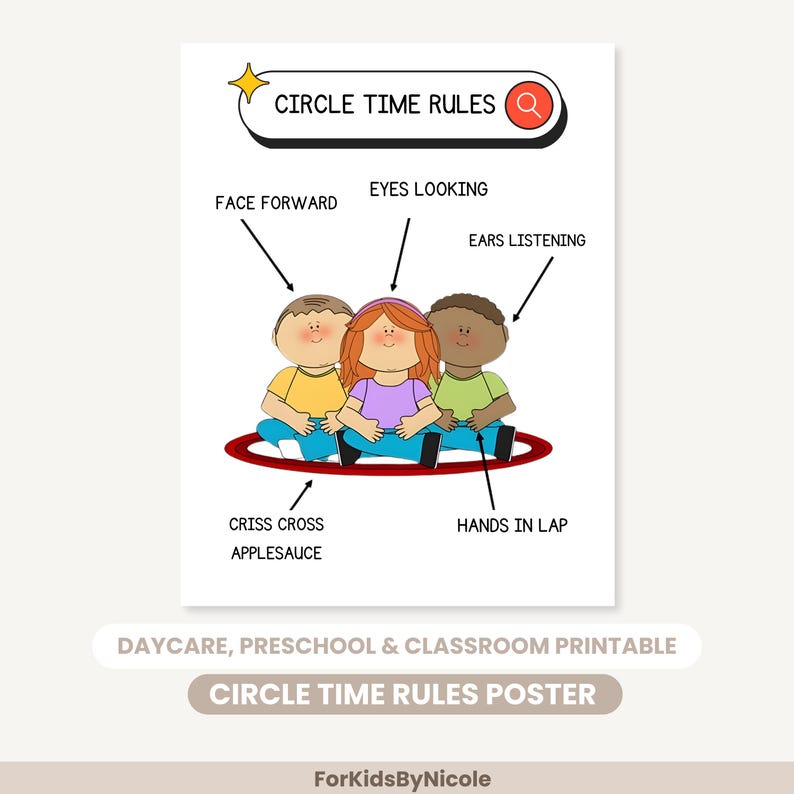 Circle Time Rules Poster: Daycare & Preschool Classroom (digital ...