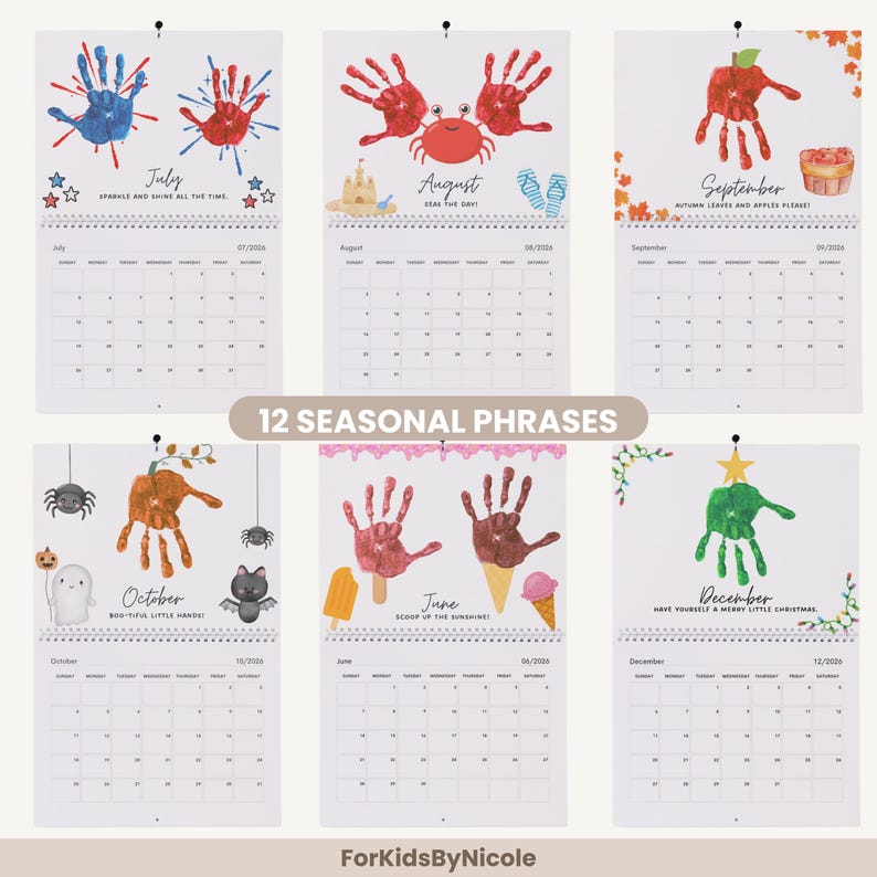 2026 Handprint Calendar Craft, Calendar Keepsake Gift, DIY Printable ...