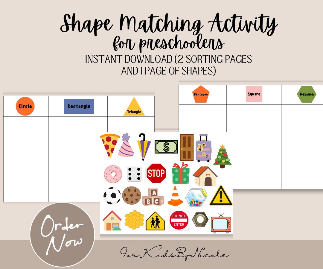 Shape Sorting Activity Preschool Printables Learning Shapes - Etsy