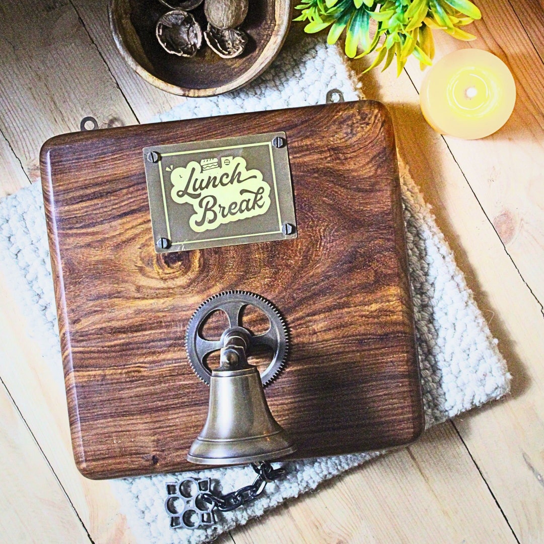 Antiqued Brass Kitchen Bell on Wood Plaque, Doctor's Bell, Kitchen ...