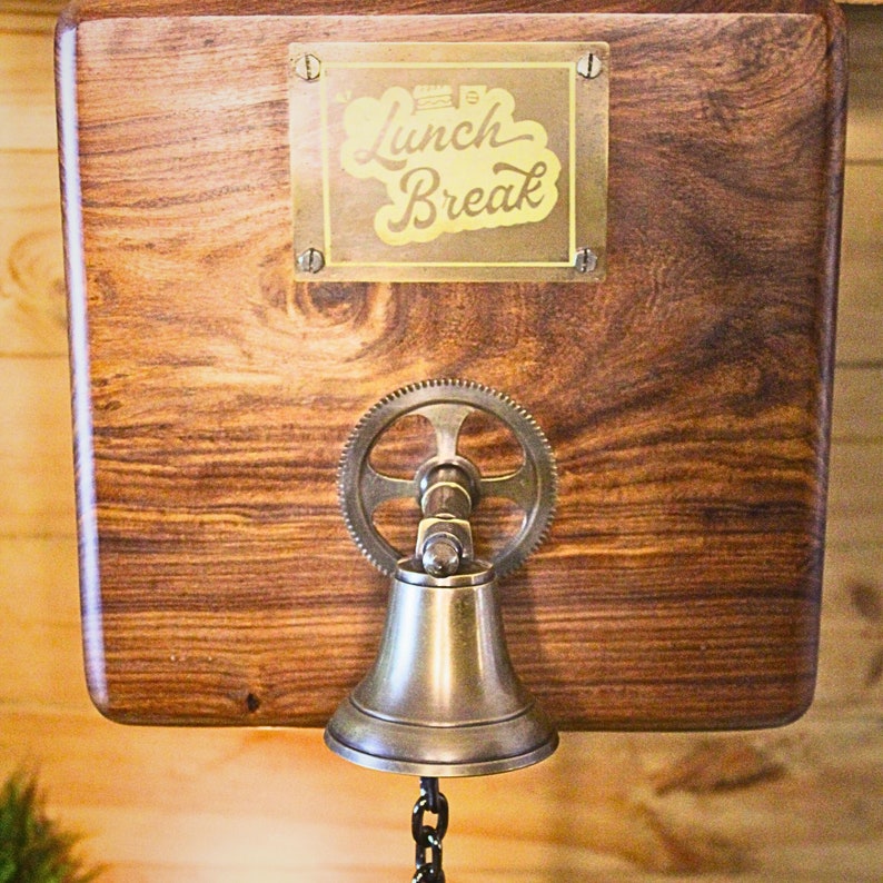 Antiqued Brass Kitchen Bell on Wood Plaque, Doctor's Bell, Kitchen ...