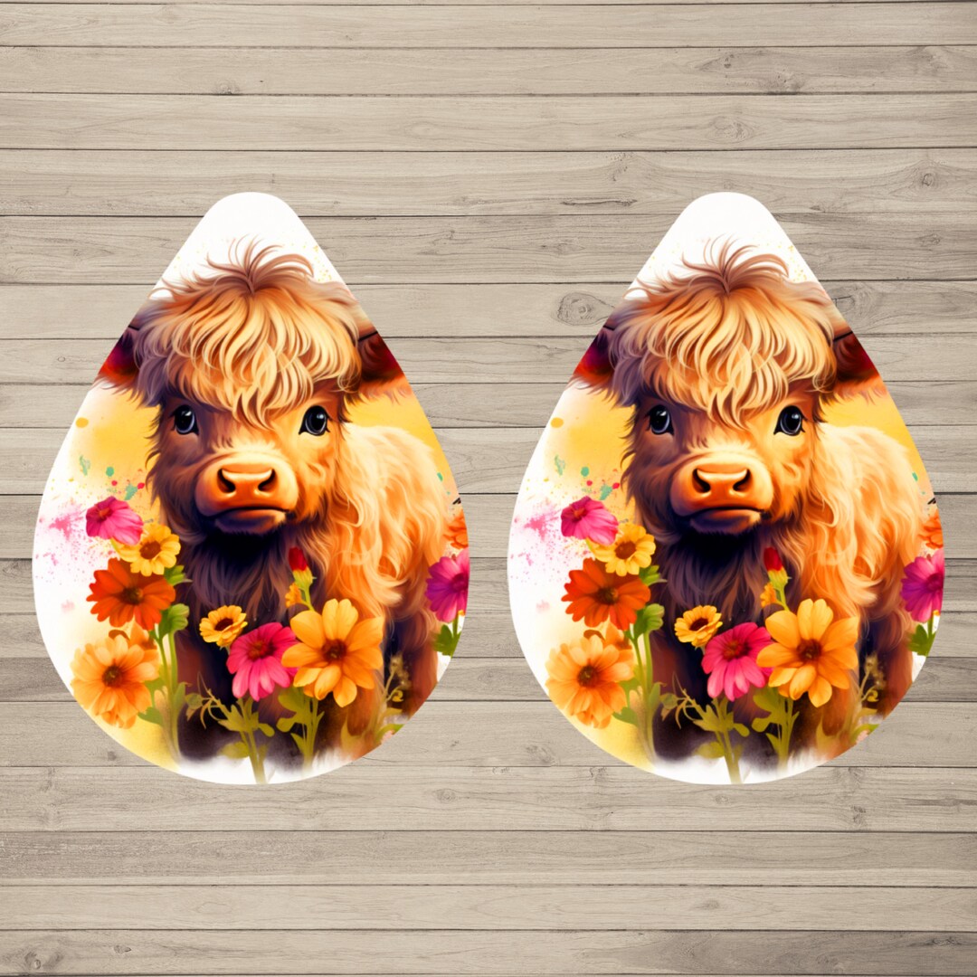 Adorable Baby Highland Cow Earring, Sublimation Earring Designs ...