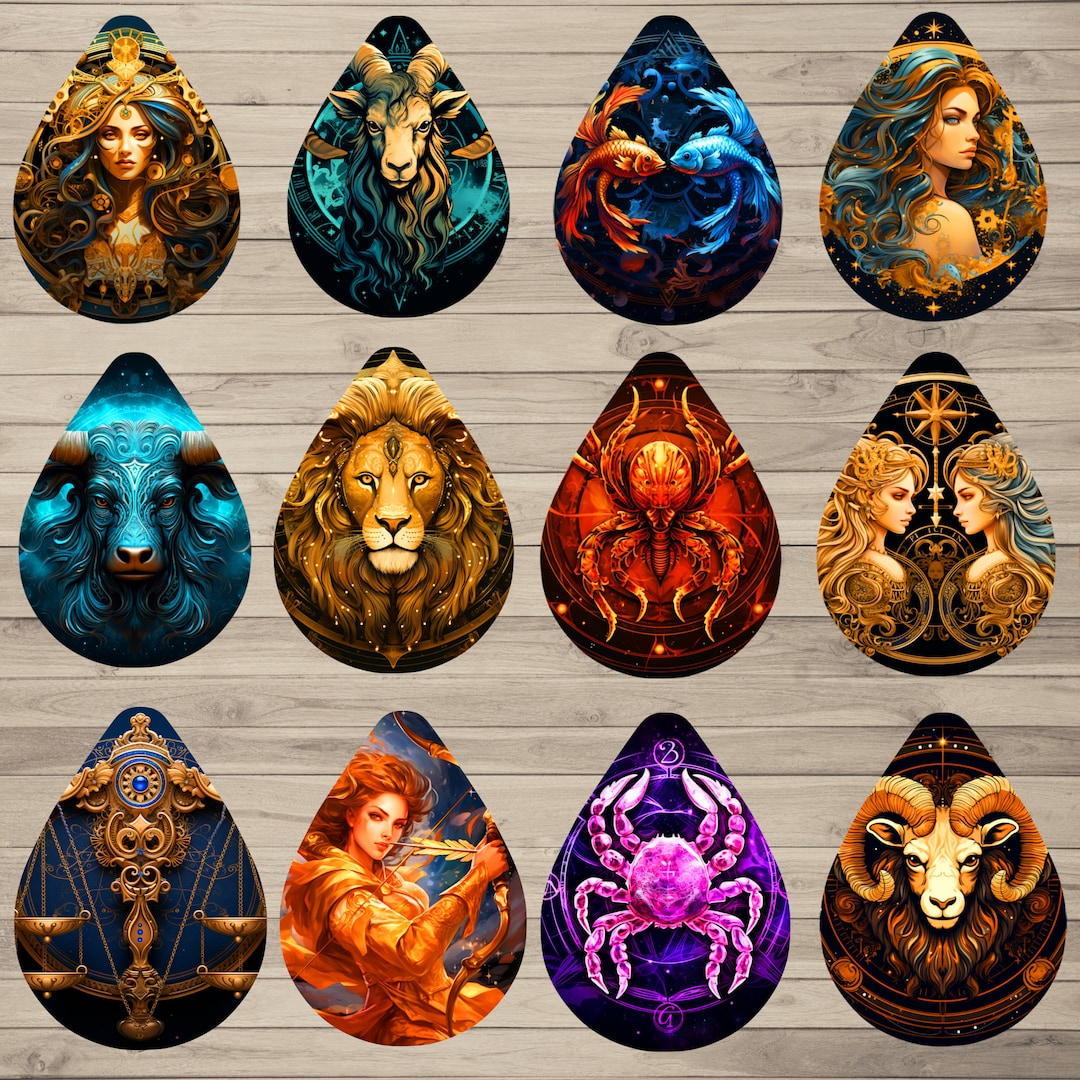 Zodiac Bundle 12 PNG Files | Horoscope Digital Design, Astrology ...