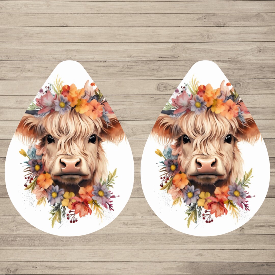 Adorable Baby Highland Cow Earring, Sublimation Earring Designs ...