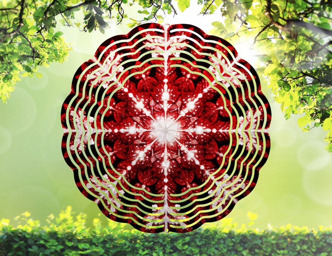 Snowflake and Christmas Wind Spinner Designs, 10.5 Inch Round ...