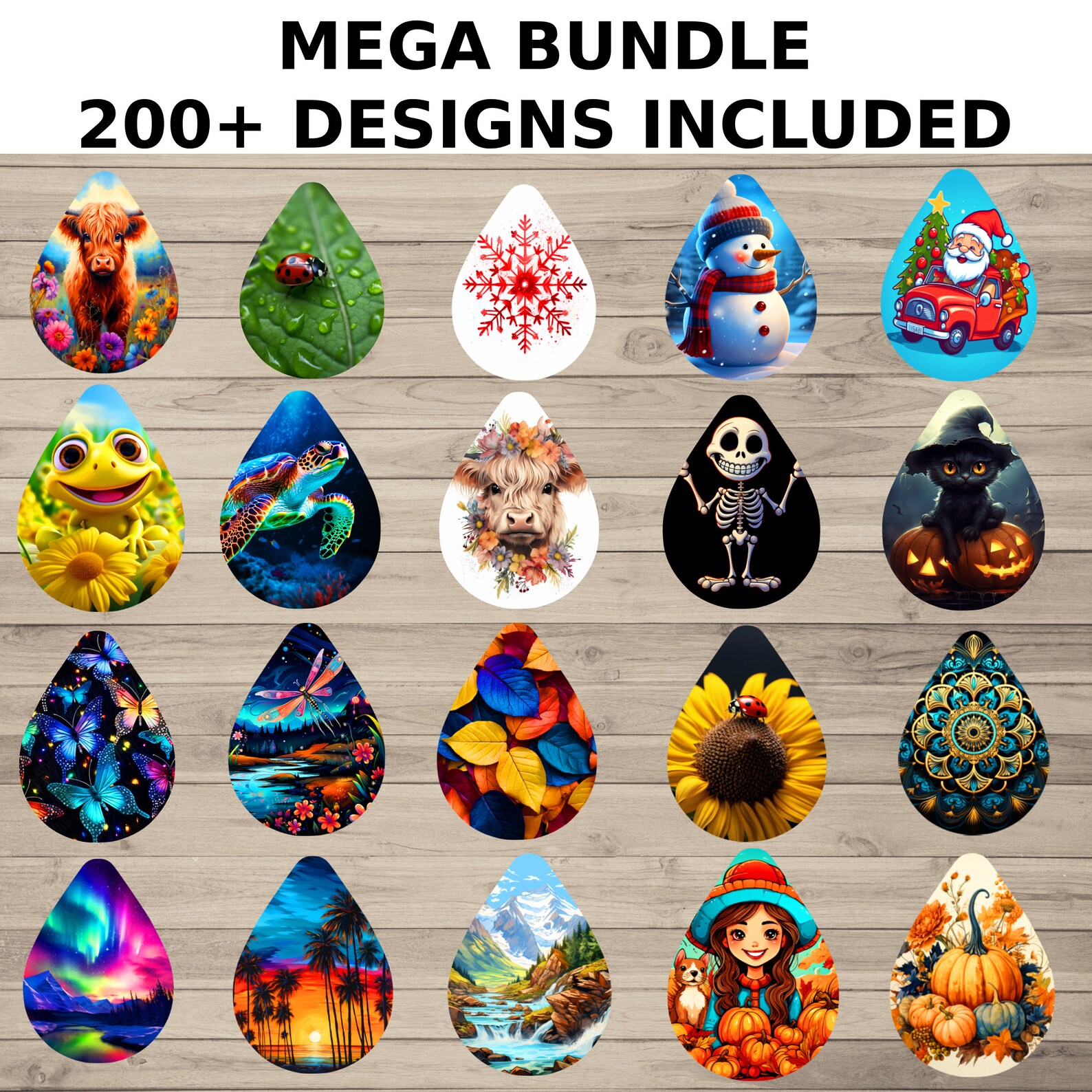 Bestseller Bundle Tear Drop Earring Designs PNG, Sublimation Design ...