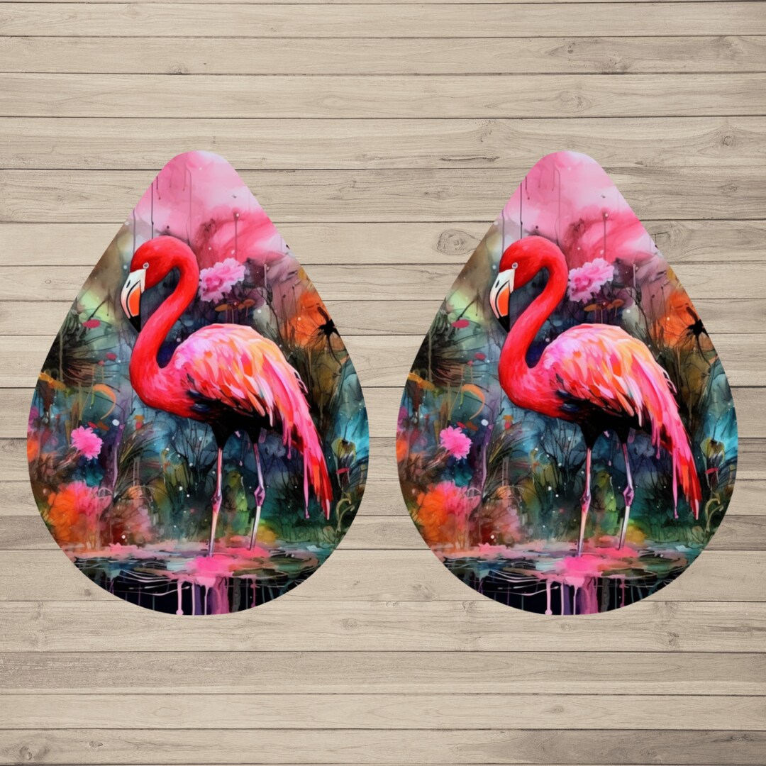 Flamingo Sublimation Earrings, Alcohol Ink Drop Earring Designs, Png ...