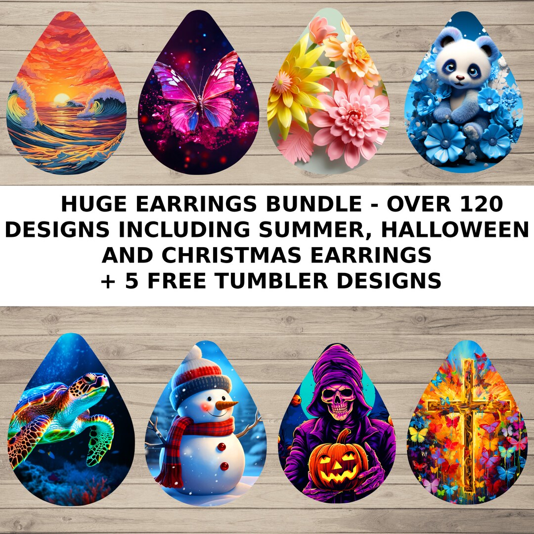 Mega Bundle Tear Drop Earring Designs PNG, Sublimation Design Bundle ...