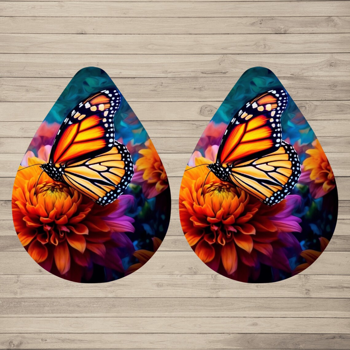 Monarch Butterfly Sublimation Earrings, Earring Blanks Design, Teardrop ...